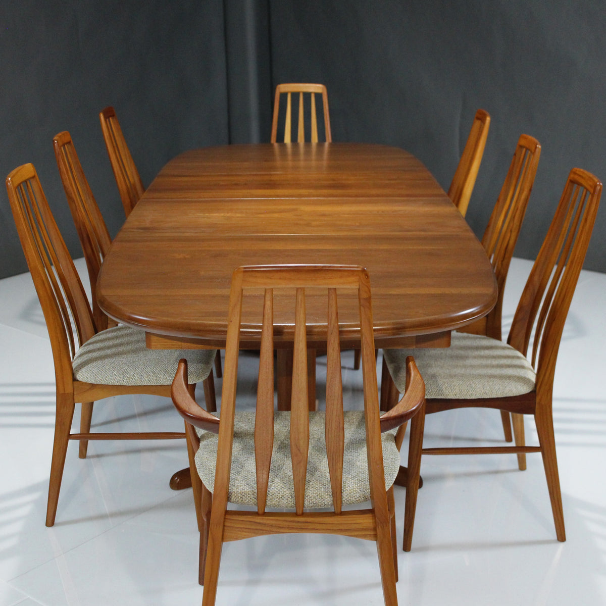 Niels Koefoed Danish Teak Dining Set of 8 Chairs and Table