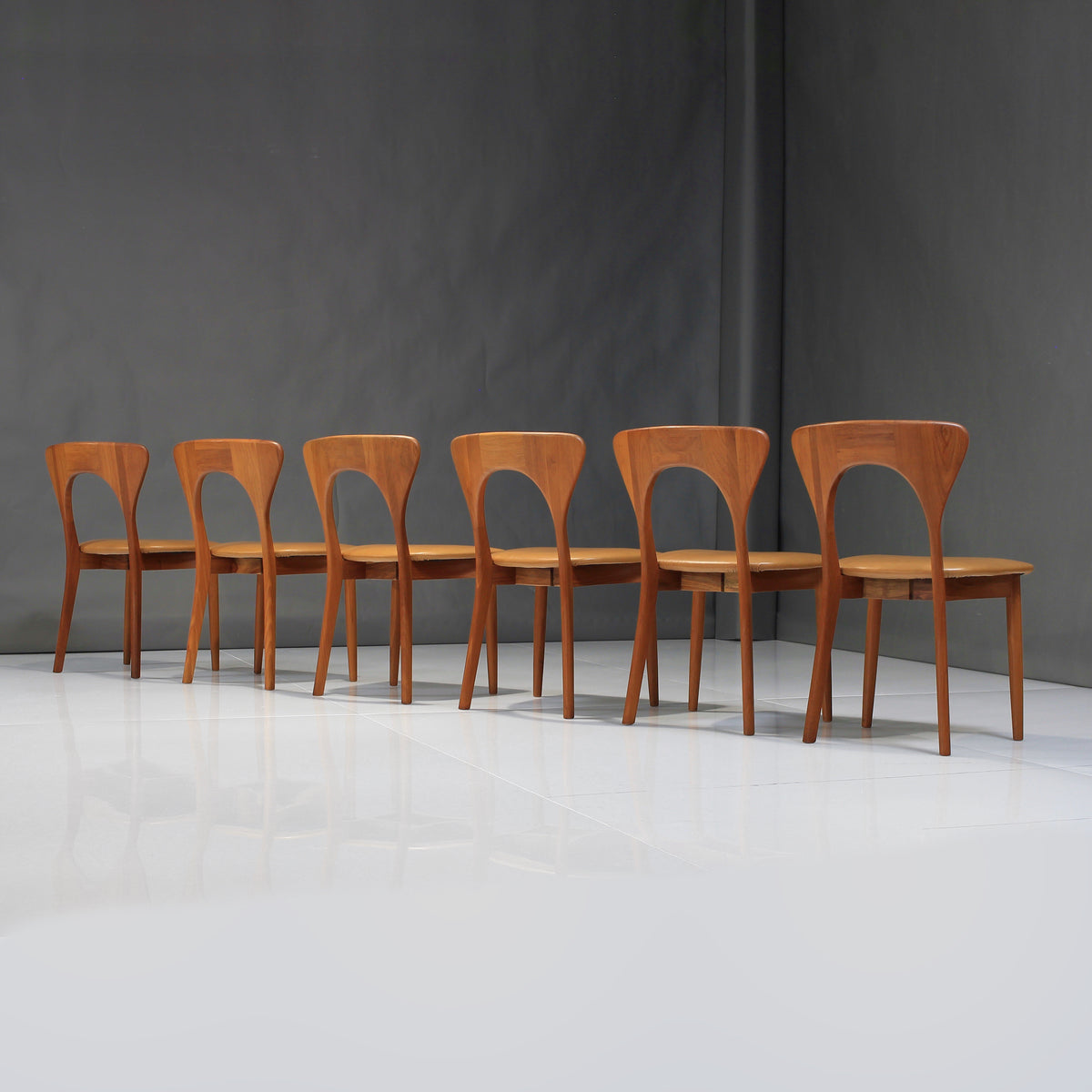 Niels Koefoed 'Peter' Chairs in Teak and Leather - Set of 6